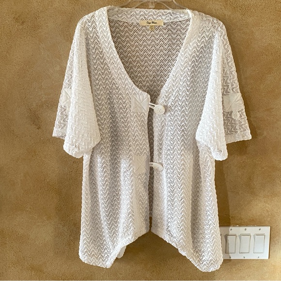 Onque Woman | Tops | Onque Womens Plus 2x Short Sleeve White Crochet ...